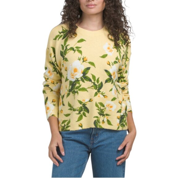 CeCe | Sweaters | Cece Placed Floral Crew Neck Sweater | Poshmark